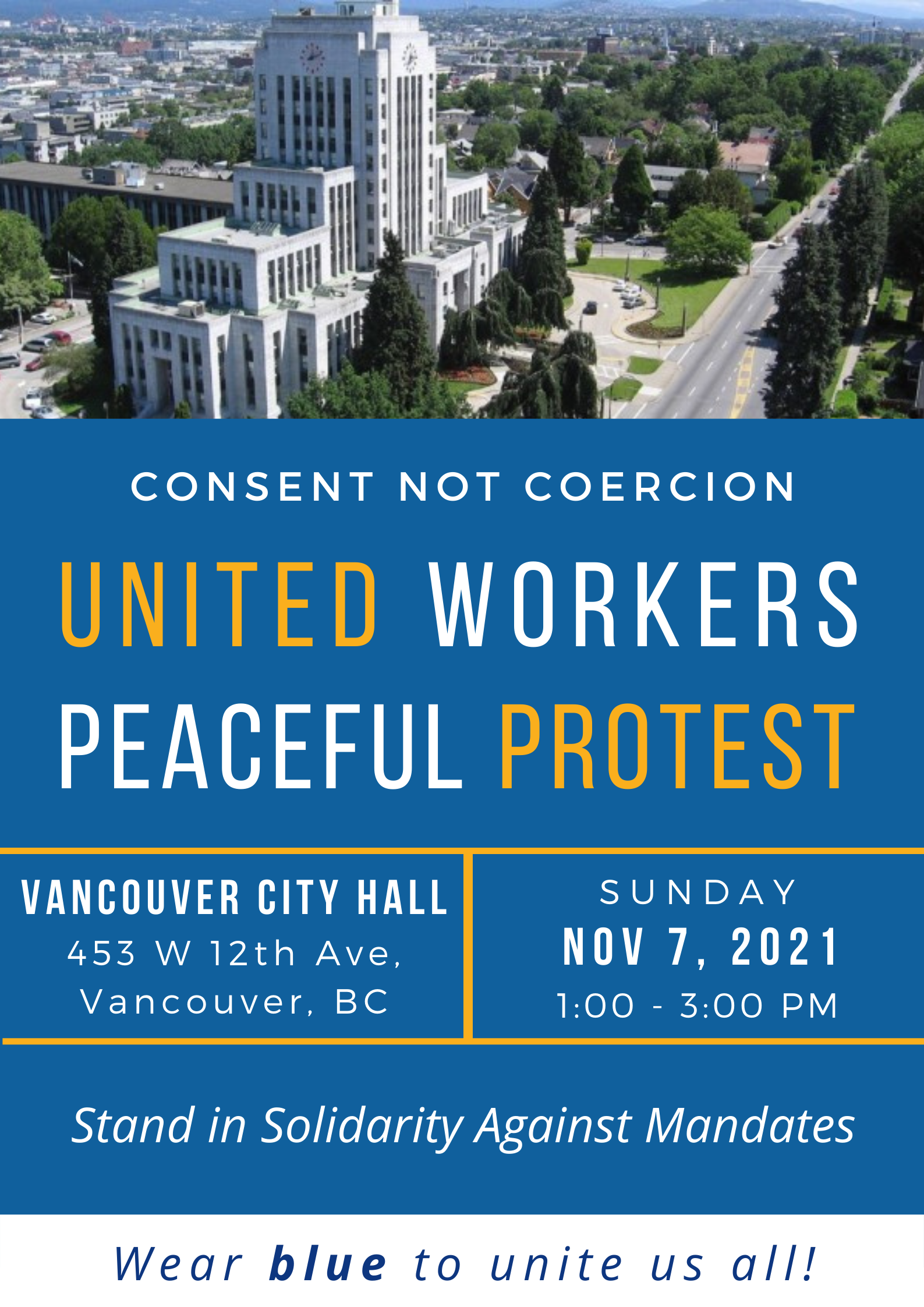 united workers peaceful protest Nov 7 | Action4Canada